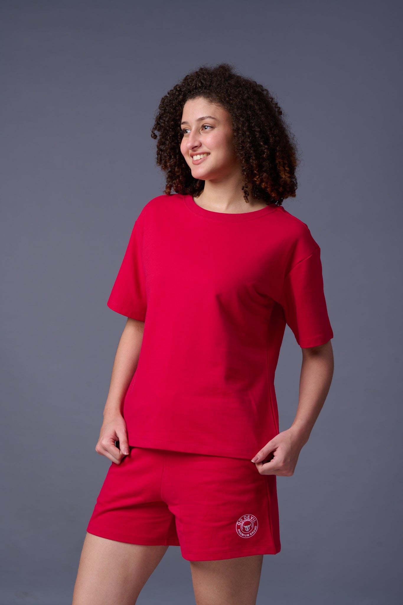 Plain Red Co-ord Set for Women by Go Devil