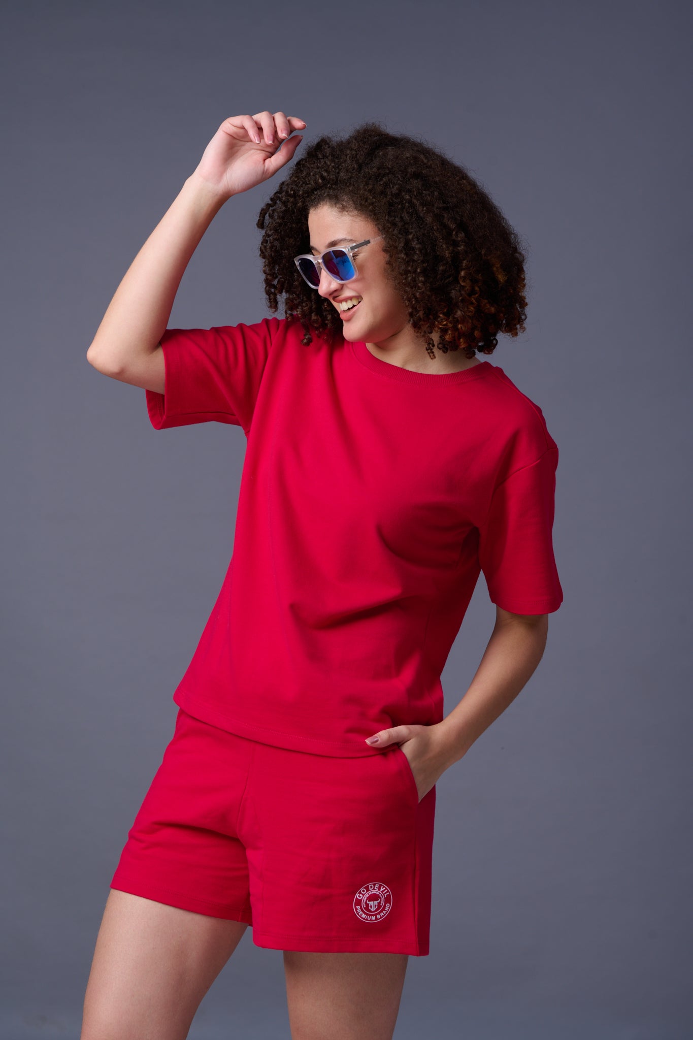 Plain Red Co-ord Set for Women by Go Devil